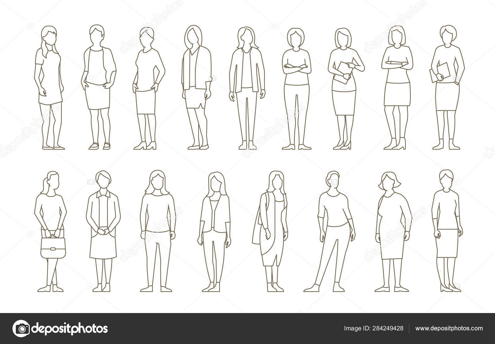 Big set business womens. lady management. Businesswomens standing. Work ...