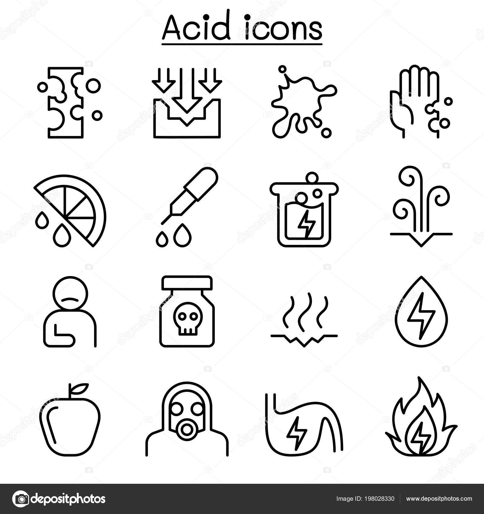 Acid Icon Set Thin Line Style Stock Vector Image by ©slalomop #198028330