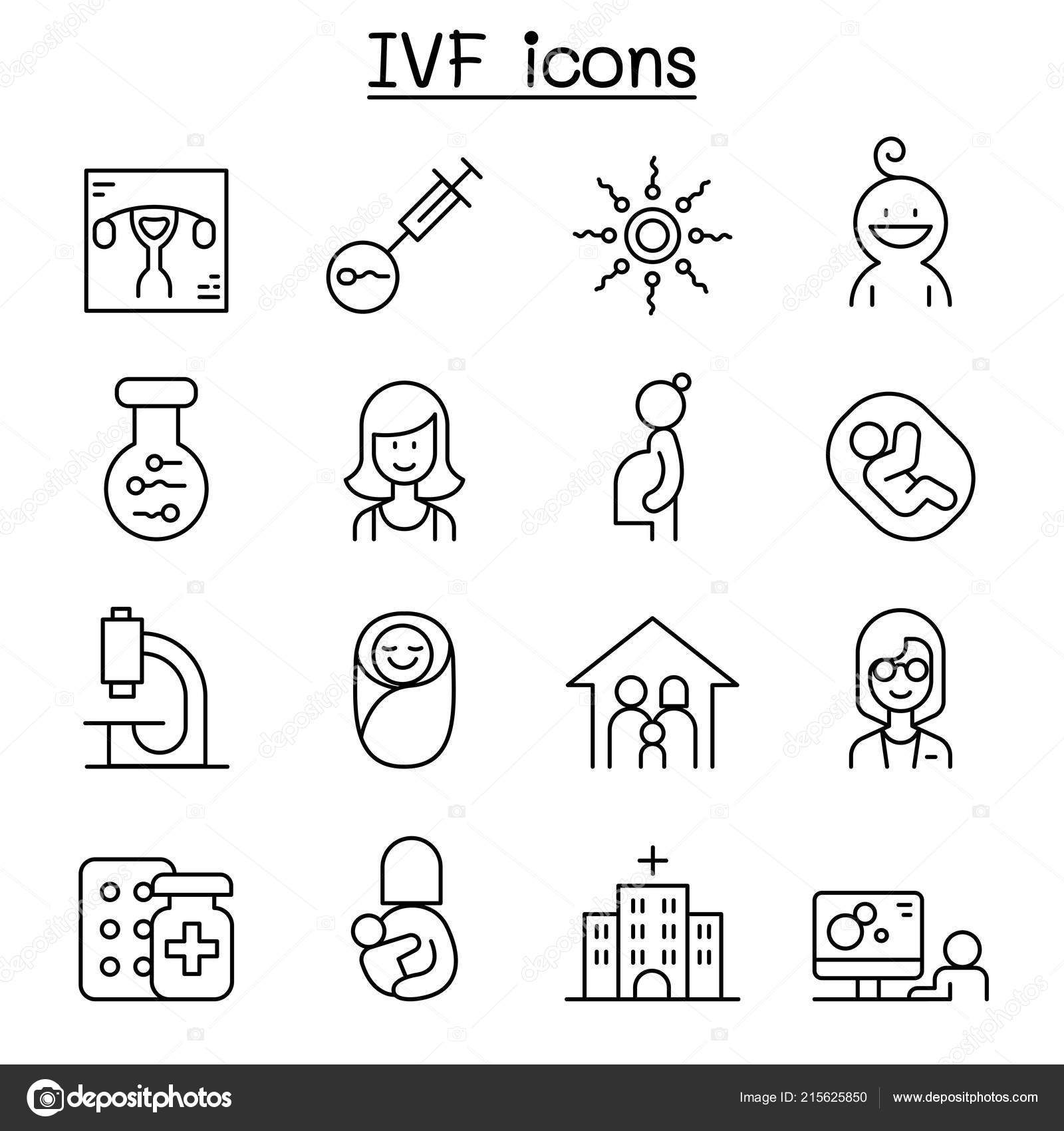 Ivf Vitro Fertilization Icon Set Thin Line Style Stock Vector Image by ...