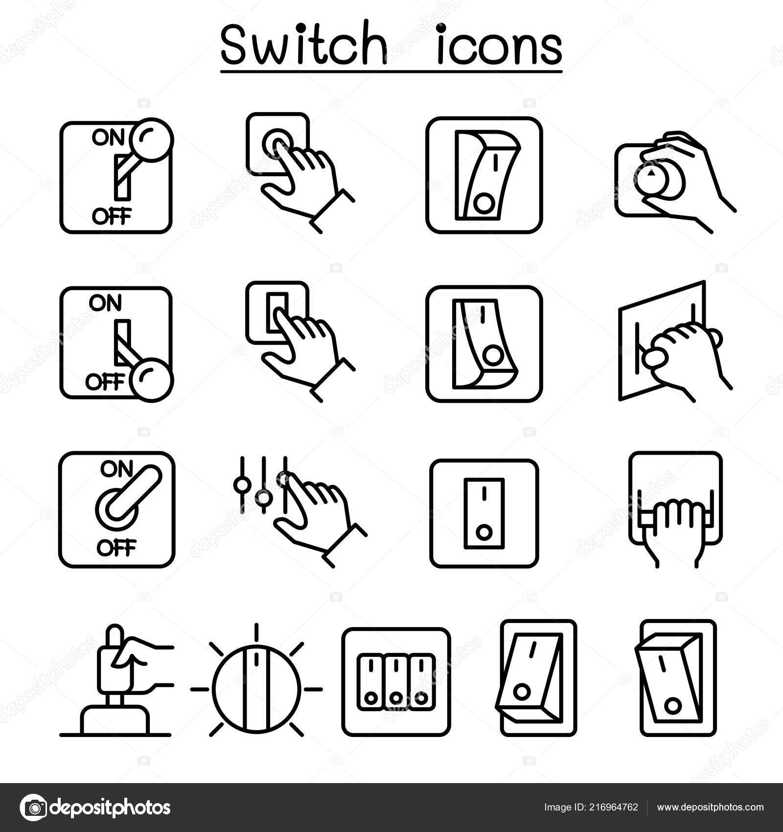 Switch Icon Set Thin Line Style Stock Vector by ©slalomop 216964762