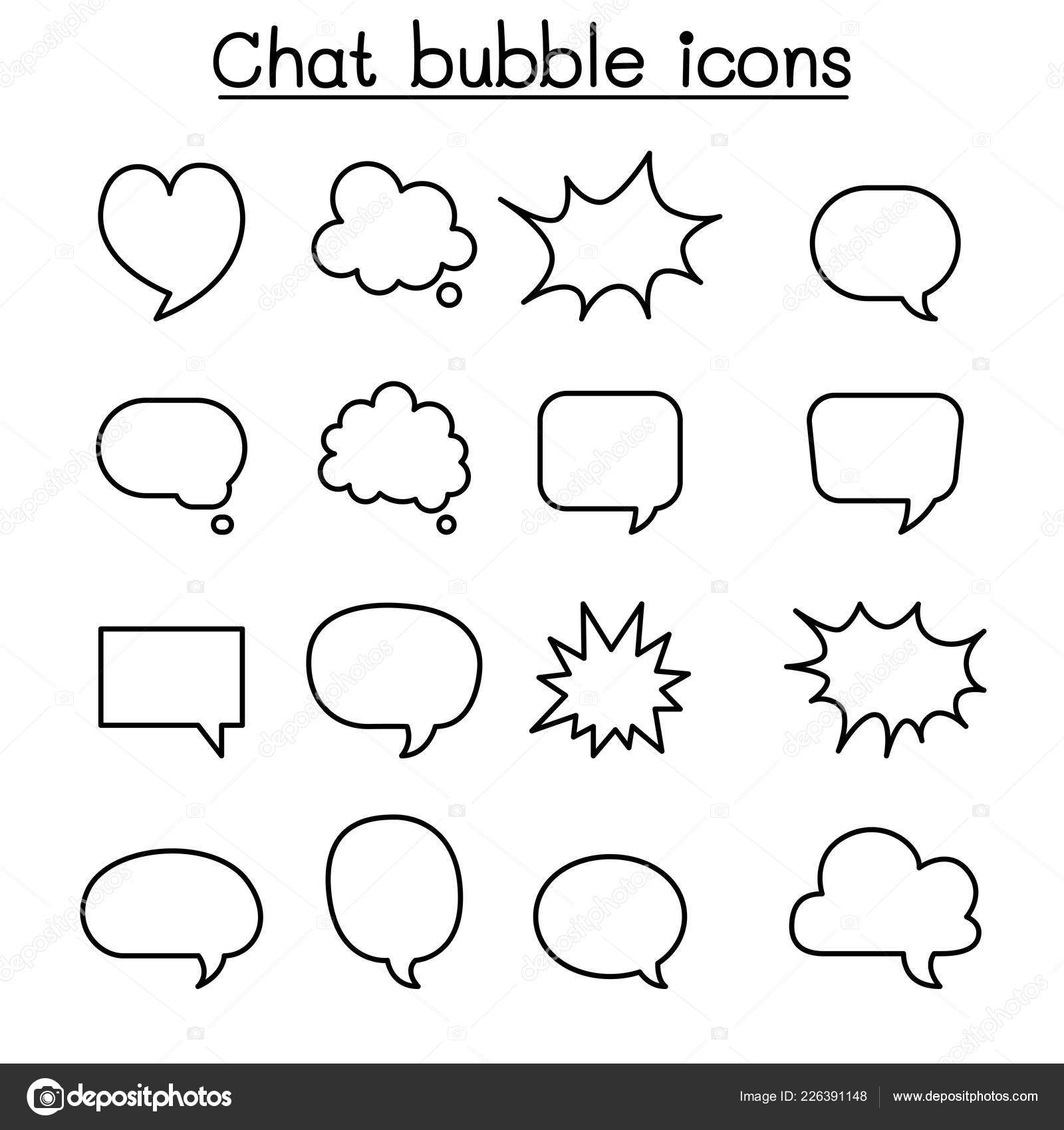 Chat Balloon Speech Bubble Talking Speaking Icon Set Thin Line Stock ...