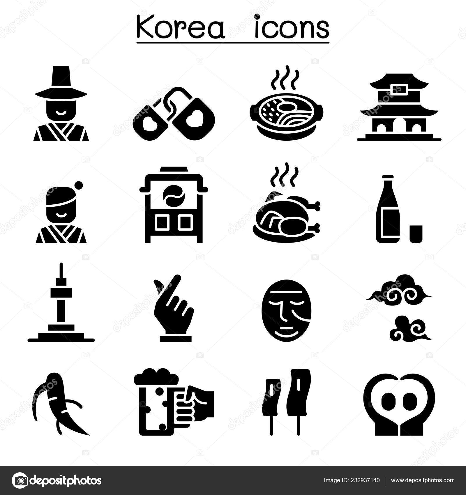 Illustration: korea | Korea Icon Set Vector Illustration Graphic Design ...