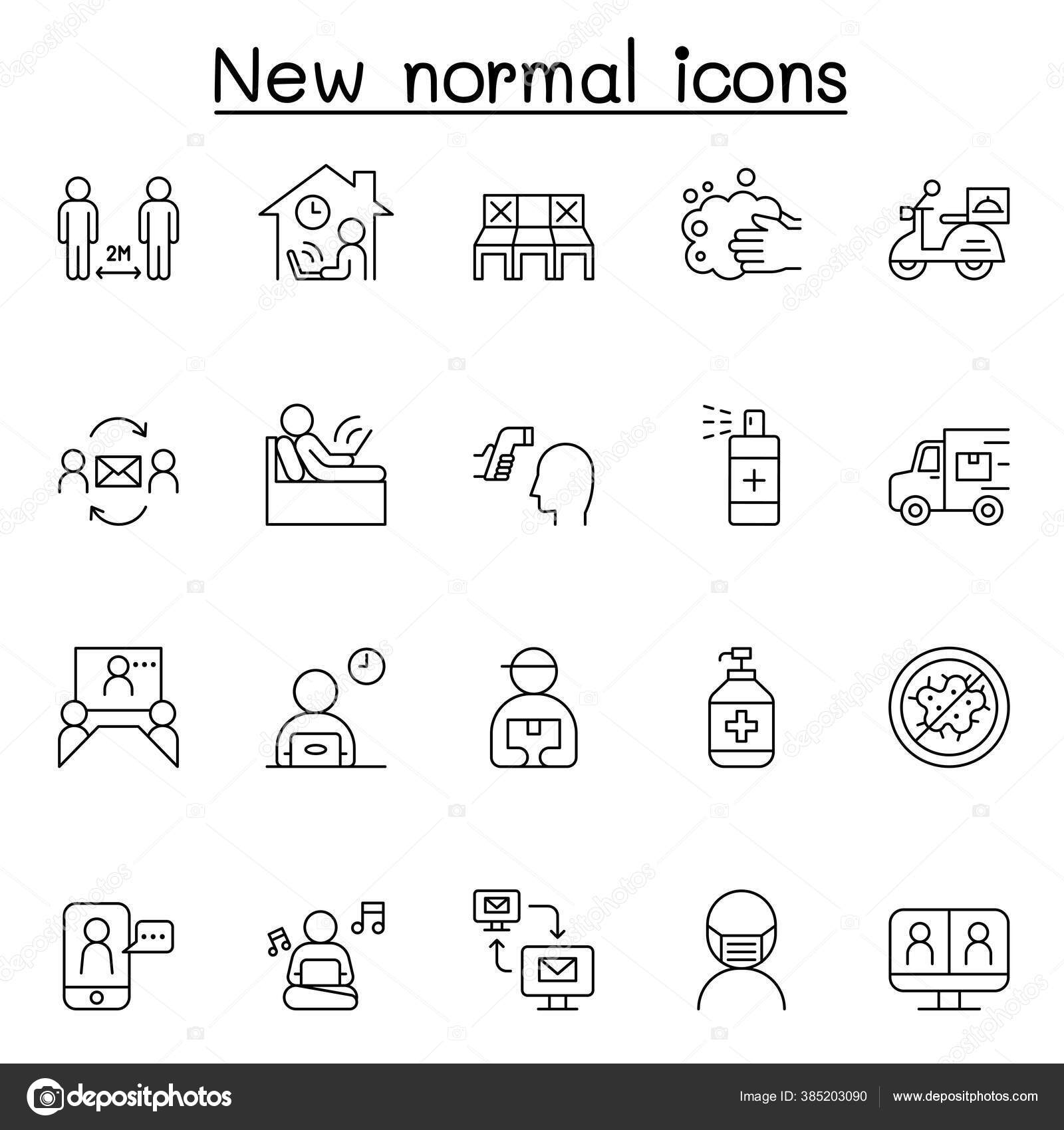 New Normal Icons Set Thin Line Style Stock Vector Image by ©slalomop ...