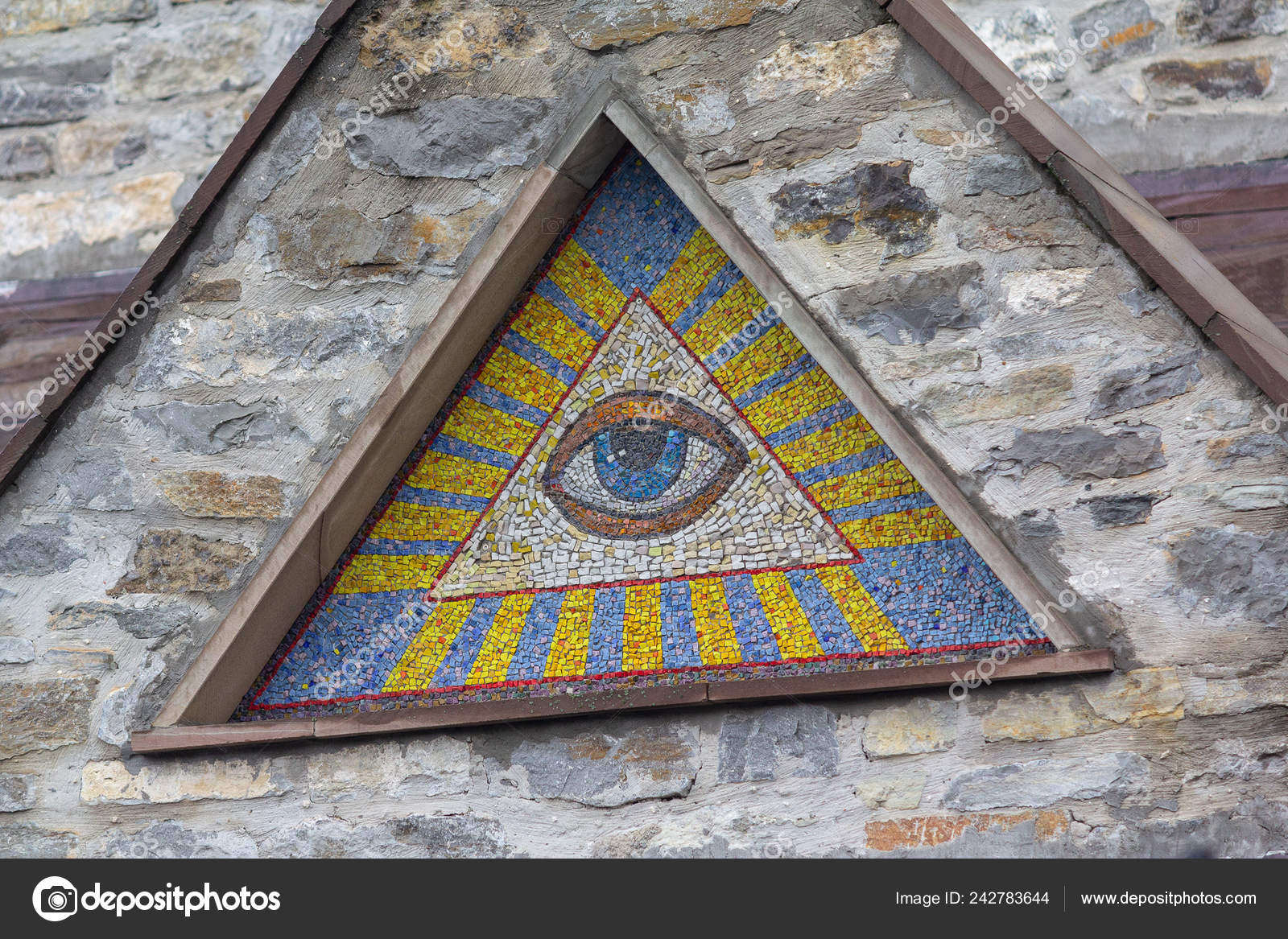 All Seeing Eye God Mosaic Wall Background Medieval Church Eye — Stock ...