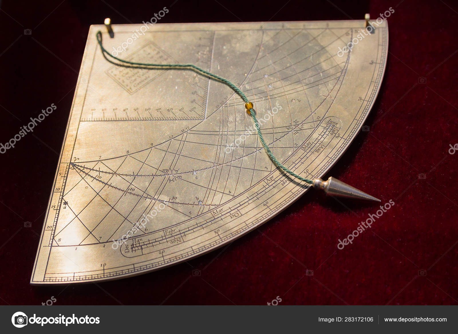 Copy of the medieval quadrant, which is a navigation tool Stock Photo ...