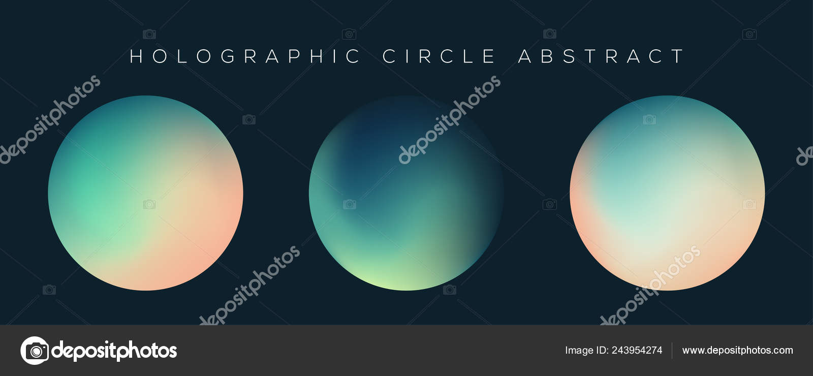 Holographic Circle Dark Background Gradient Polar Lights Set ...