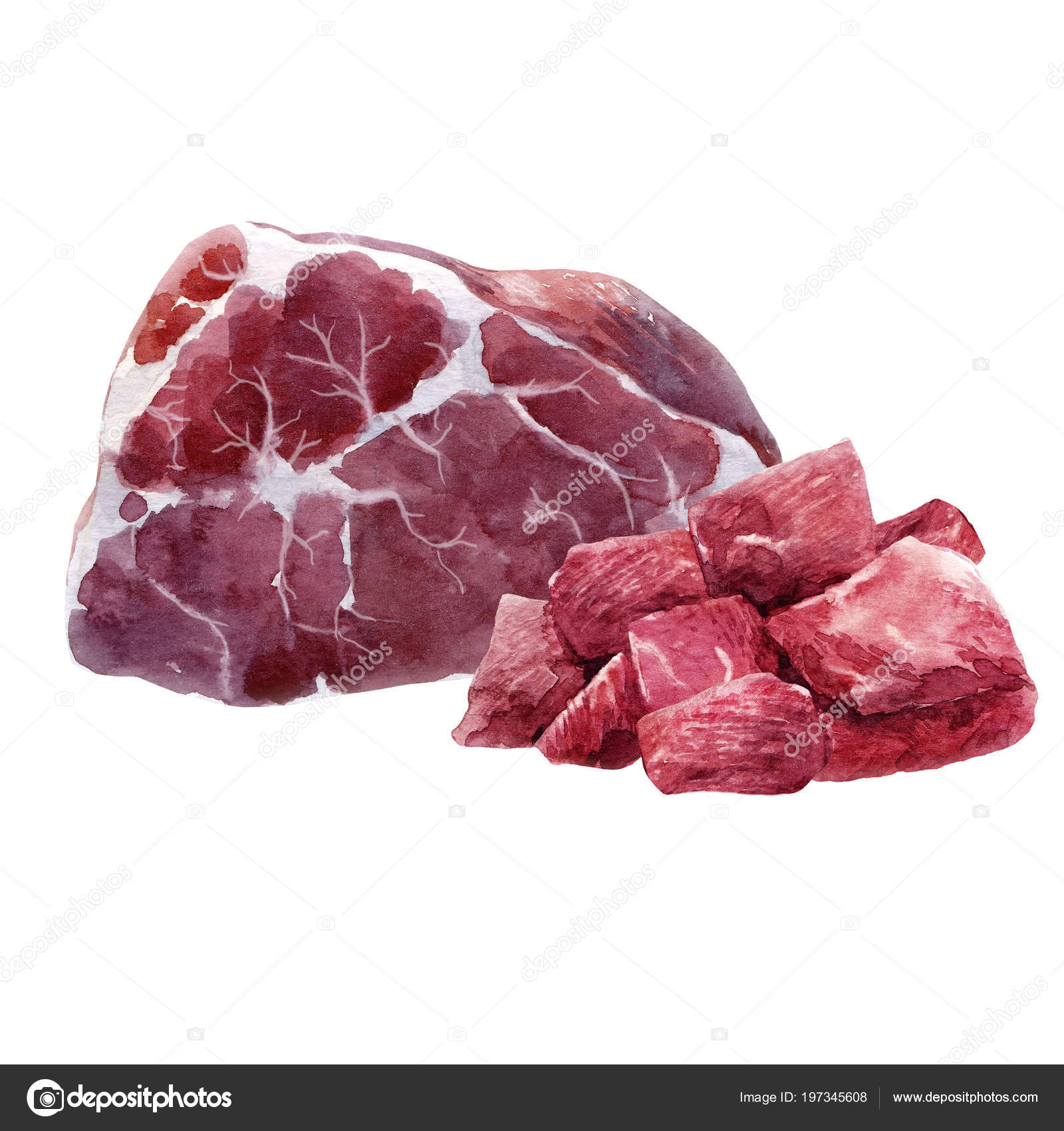 Watercolor meat composition — Stock Photo © ZeninaAsya #197345608