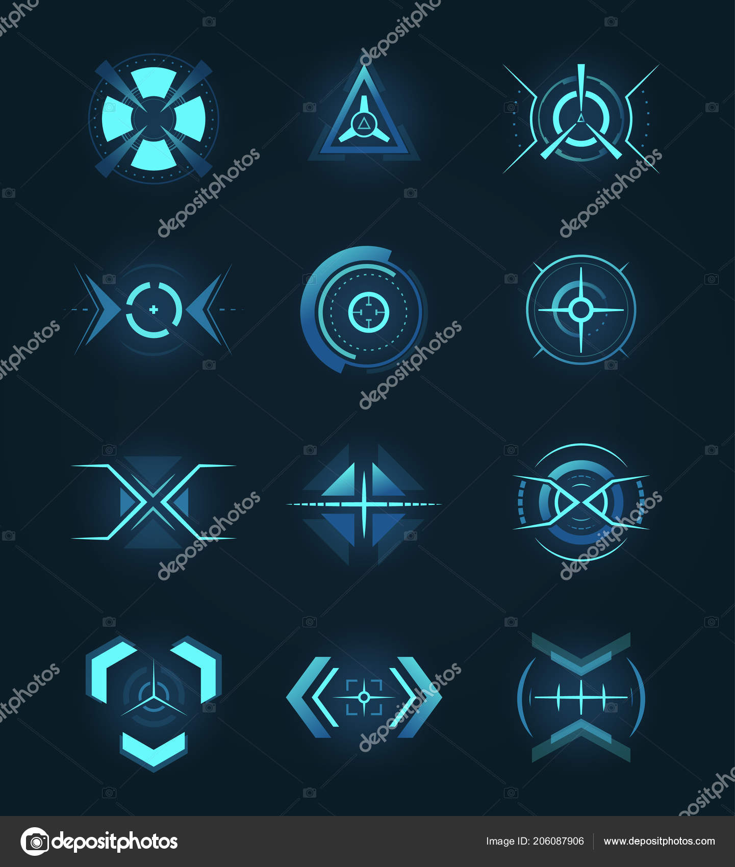 Target element of the futuristic interface. Isolated aim of sniper ...