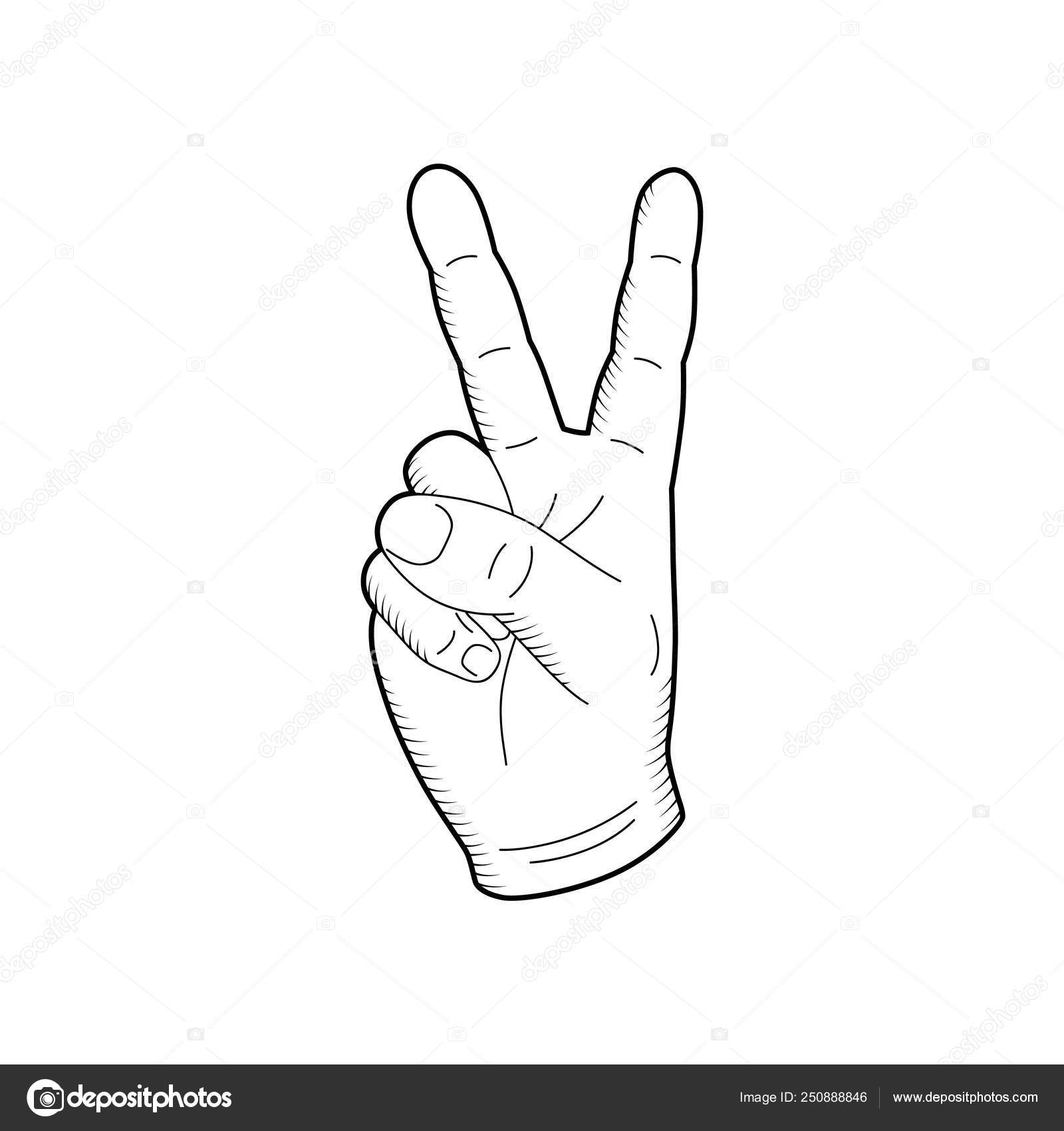 Peace Sign Fingers Drawing