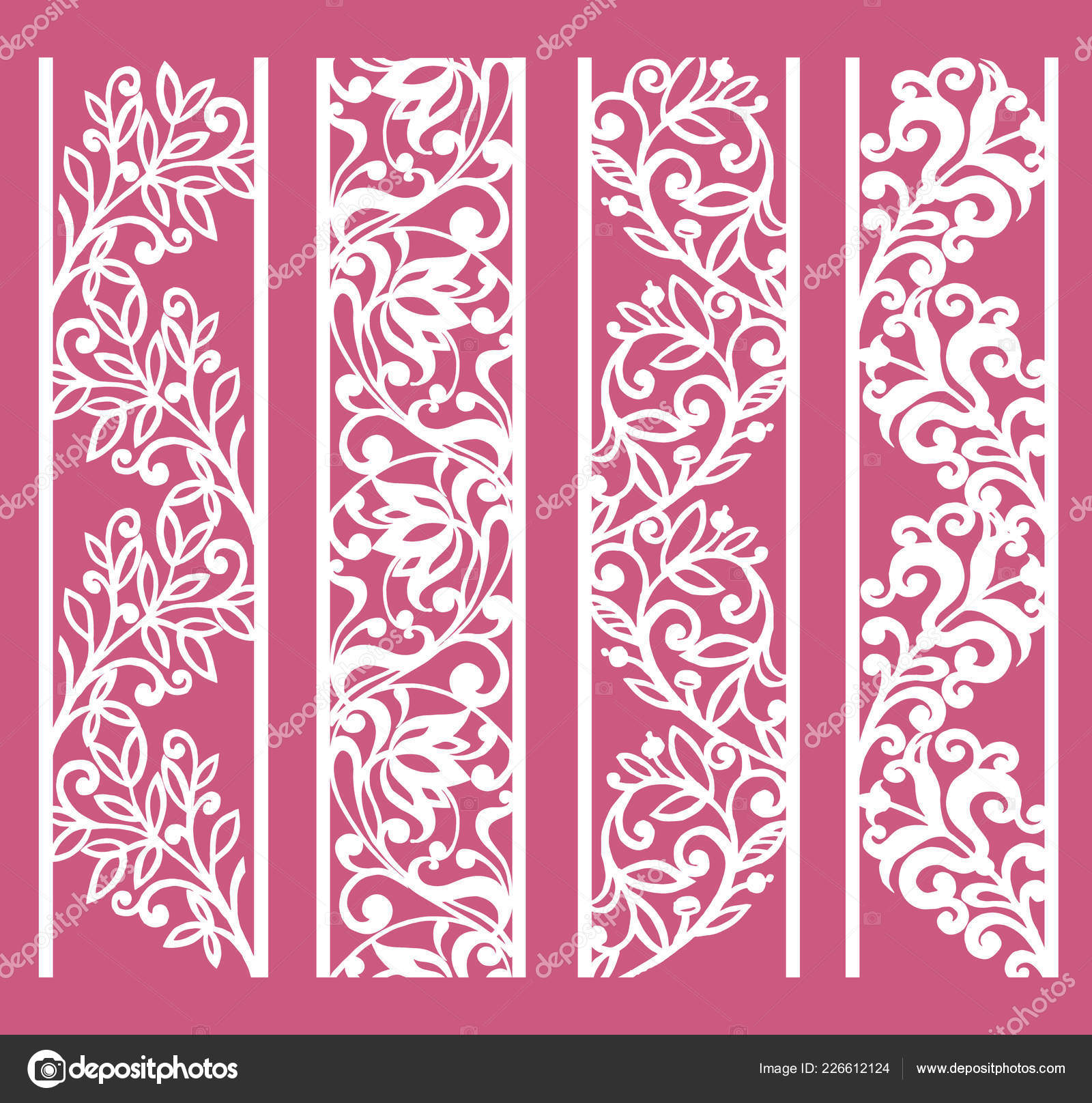 Set Decorative Lace Borders Ornamental Panels Floral Pattern Flowers ...