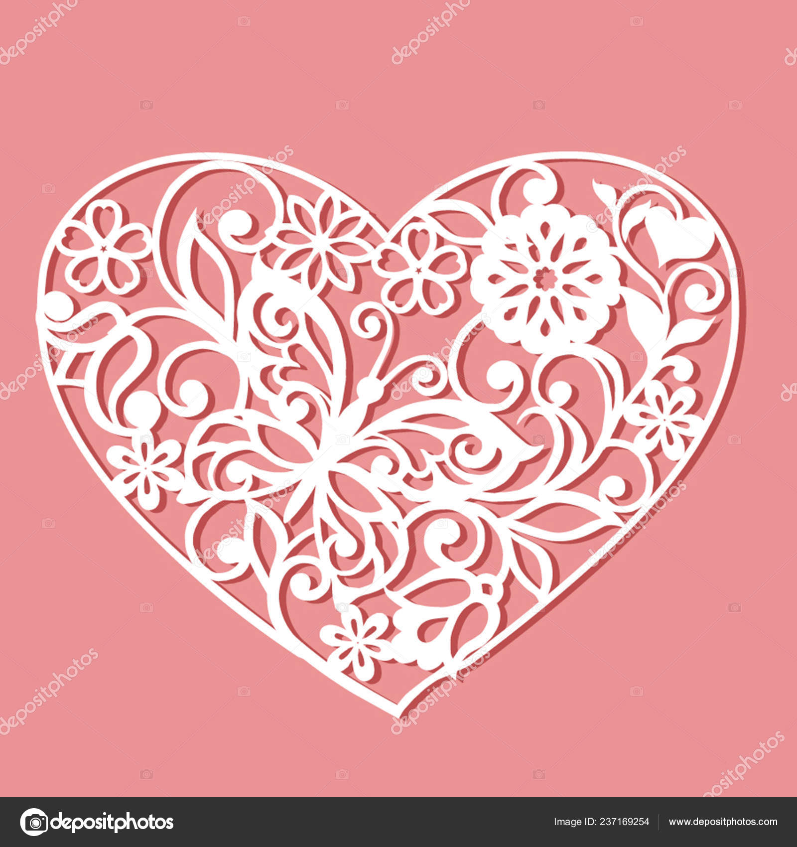 Butterfly Heart Laser Cutting Stock Vector Image by ©Yeresko #237169254