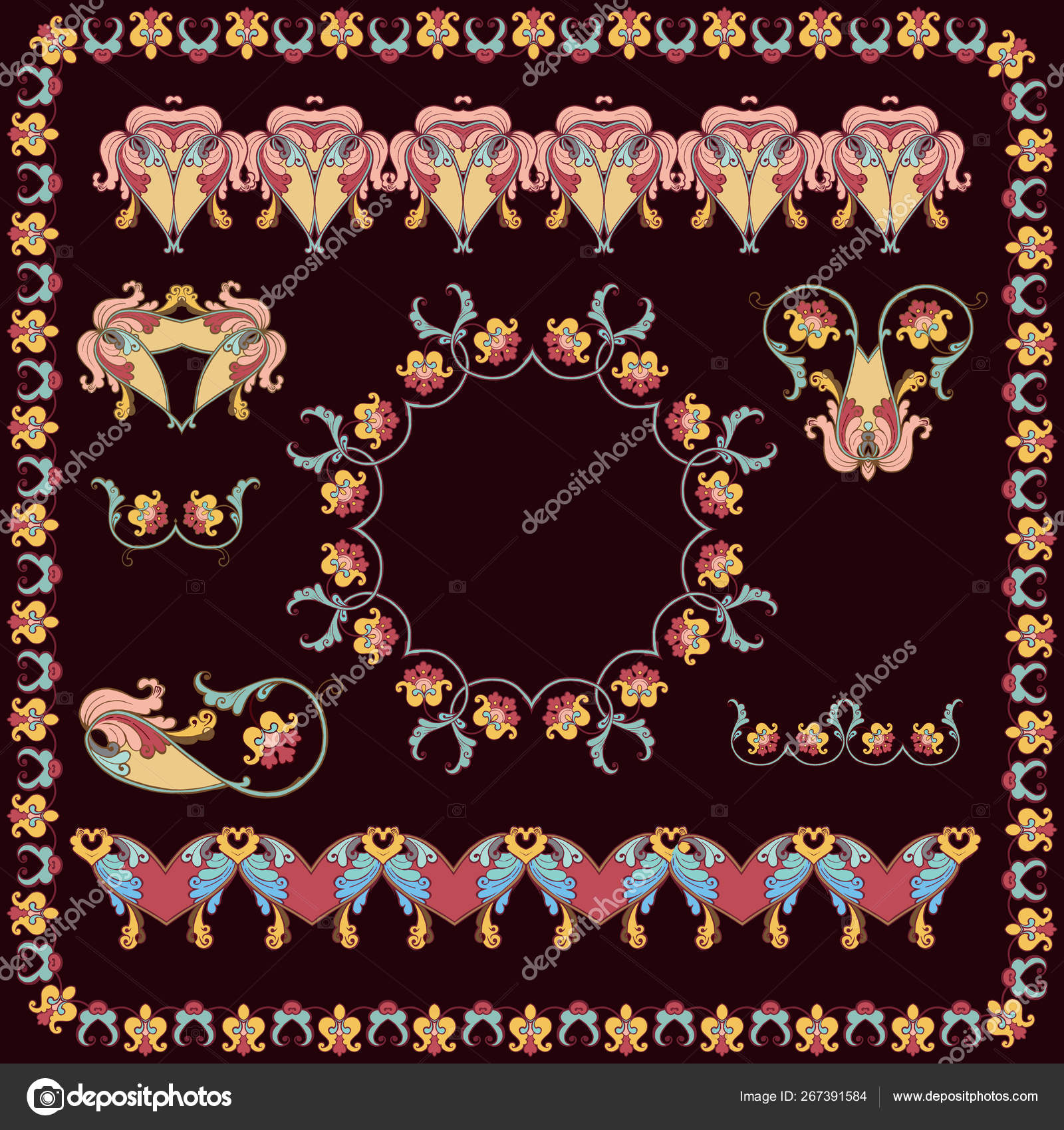 Collection Persian Border Vector Set Vector Decorative Frames Borders ...
