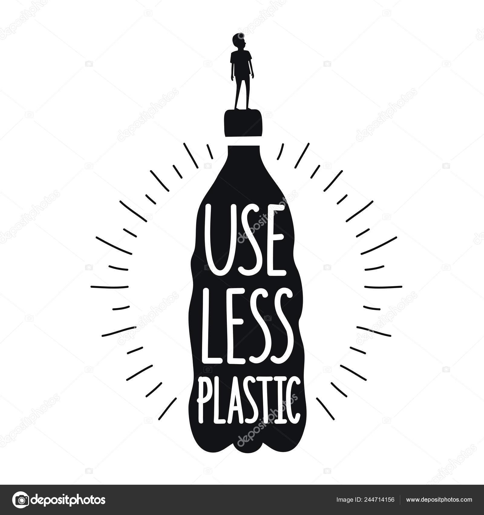 Typography Ecology Poster Use Less Plastic Stock Vector Image by ...