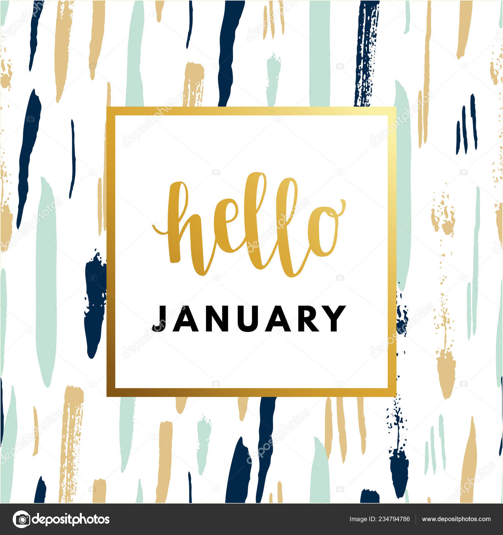Hello January New Year Creative Minimal Printable