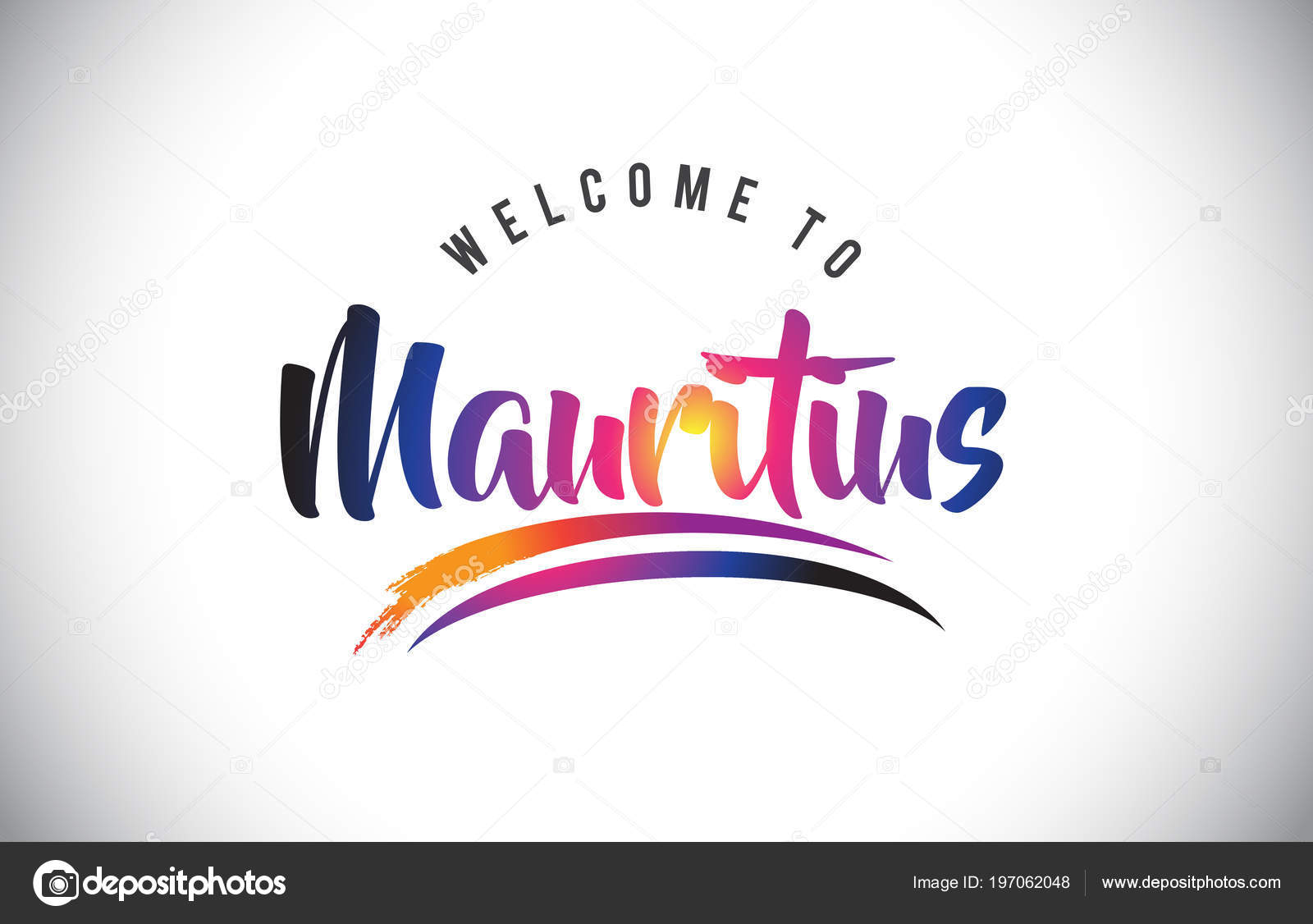 Mauritius Welcome Message Purple Vibrant Modern Colors Vector ...