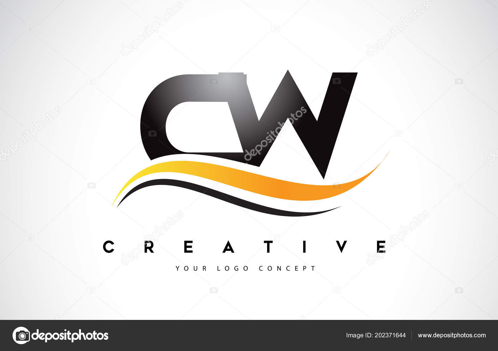 Swoosh Letter Logo Design Modern Yellow Swoosh Curved Lines Vector Stock Vector Image By