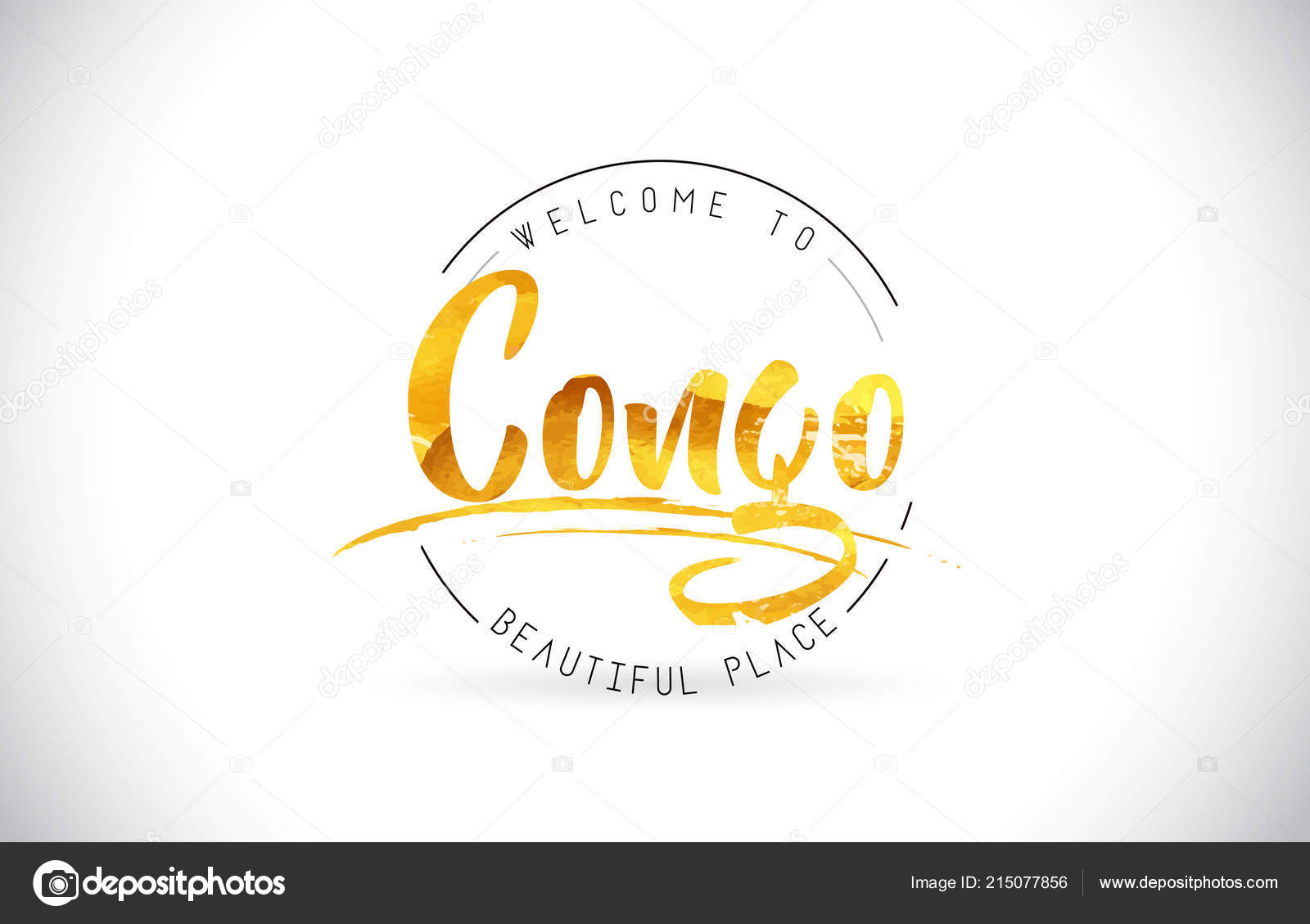Congo Welcome Word Text Handwritten Font Golden Texture Design ...