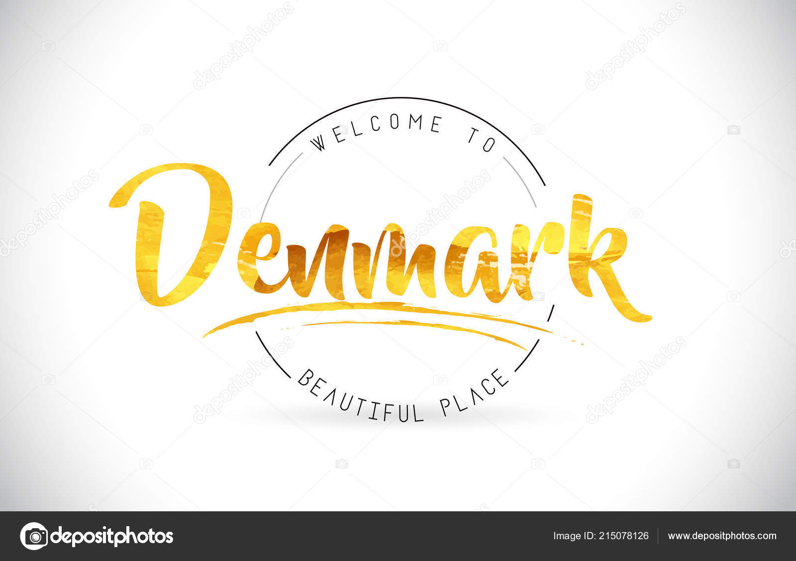 Denmark Welcome Word Text Handwritten Font Golden Texture Design ...
