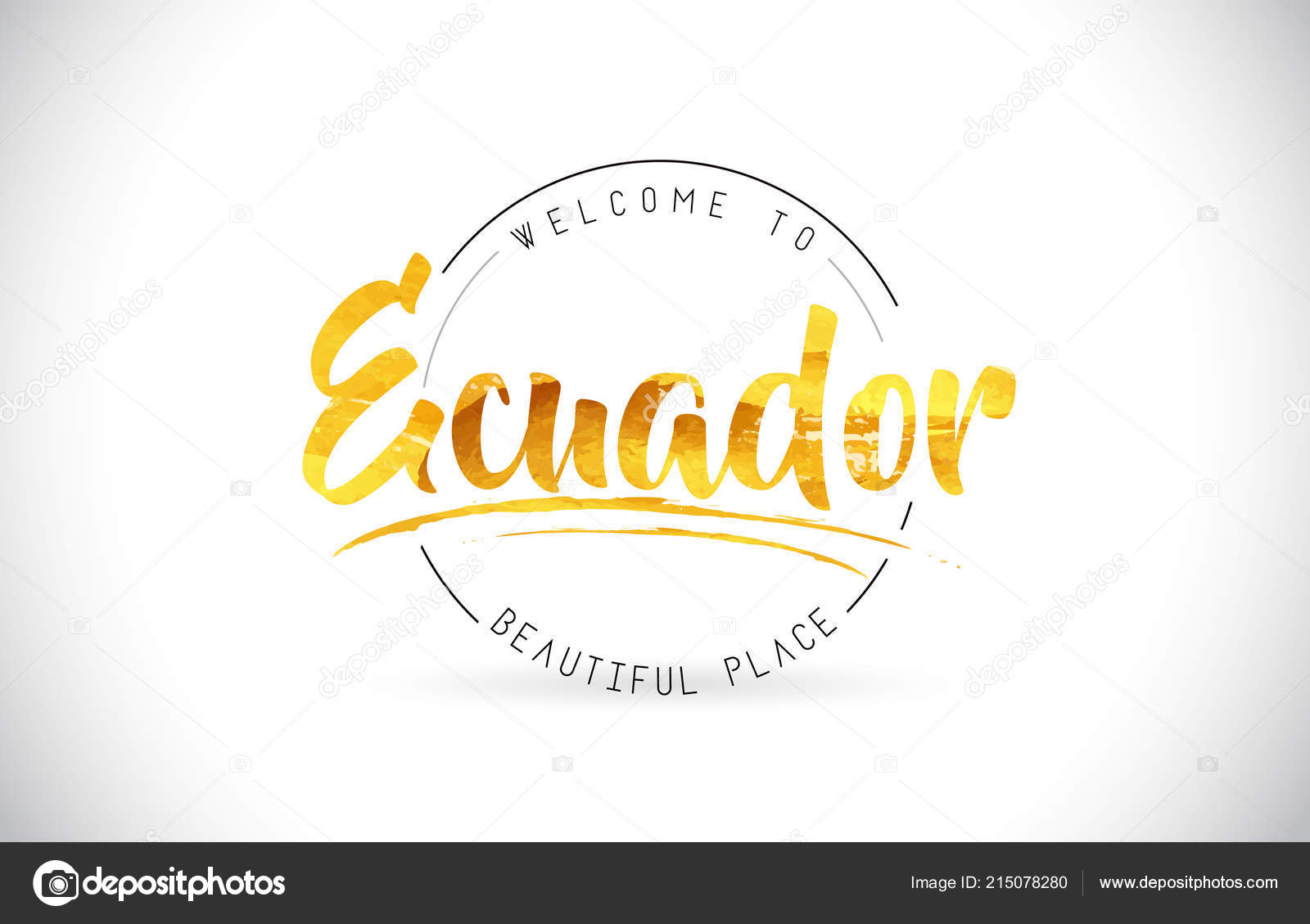 Ecuador Welcome Word Text Handwritten Font Golden Texture Design ...