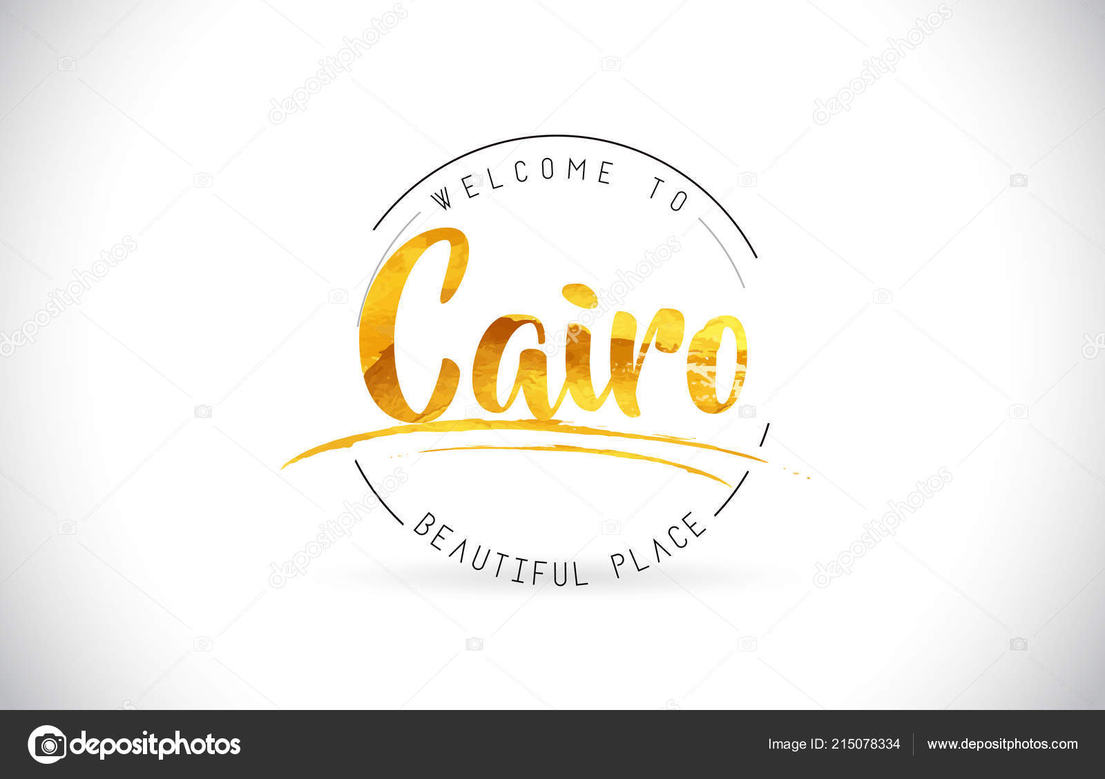 Cairo Welcome Word Text Handwritten Font Golden Texture Design ...