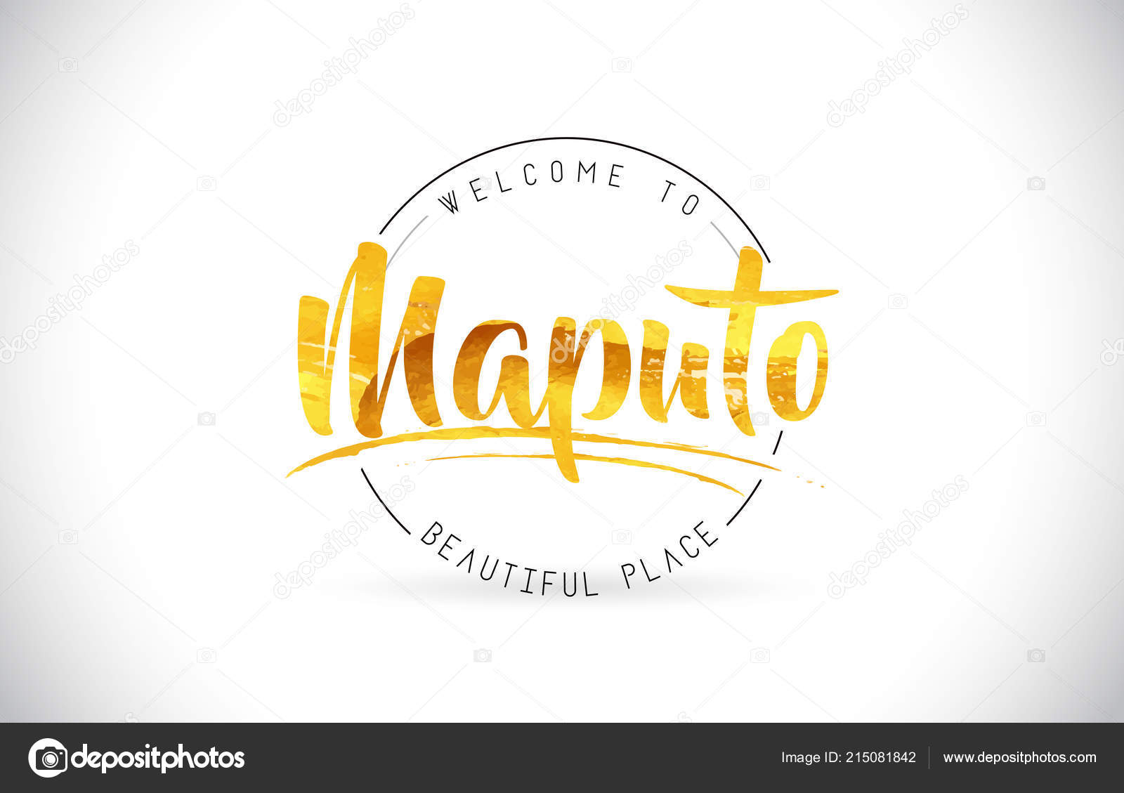 Maputo Welcome Word Text Handwritten Font Golden Texture Design Illustration Stock Vector by ...
