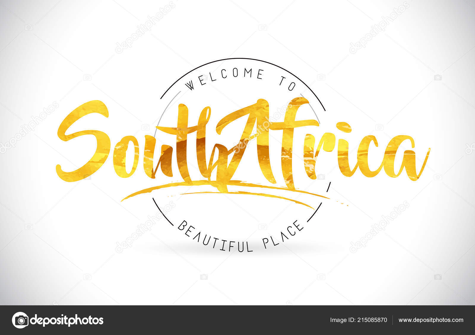Southafrica Welcome Word Text Handwritten Font Golden Texture Design ...