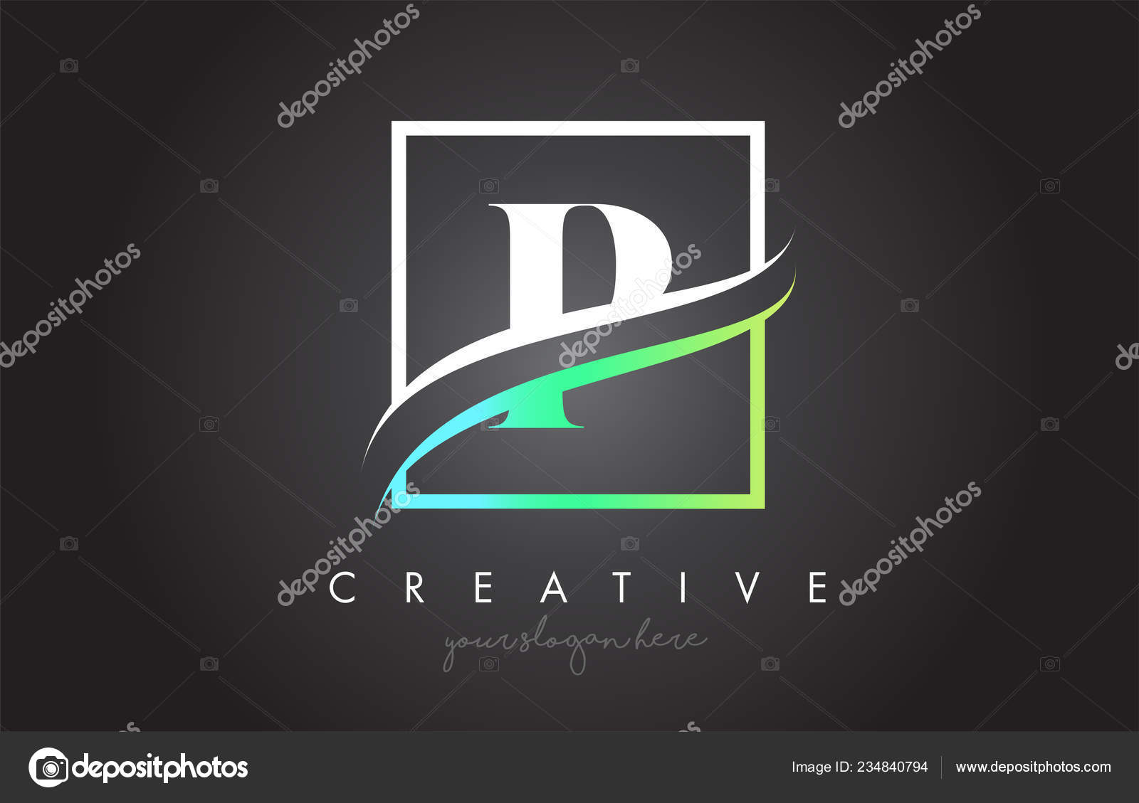Letter Icon Logo Design Square Swoosh Border Creative Design Vector ...