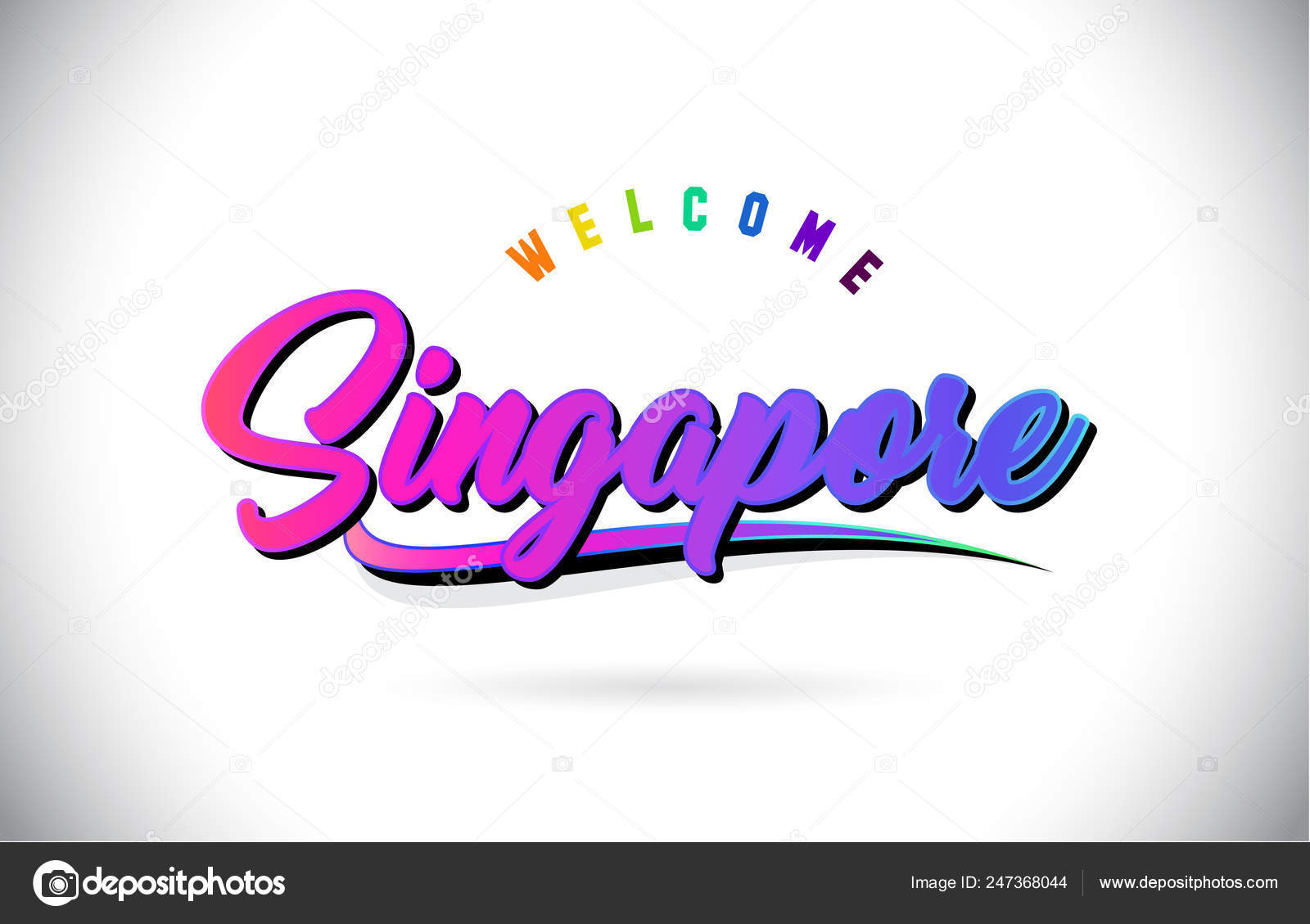 Singapore Welcome Word Text Creative Purple Pink Handwritten Font ...