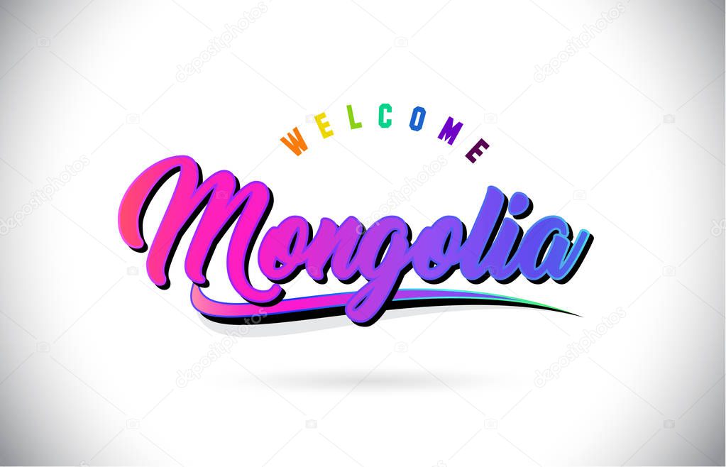 Mongolia Bienvenido a Word Texto con Creative Purple Pink fuente ...