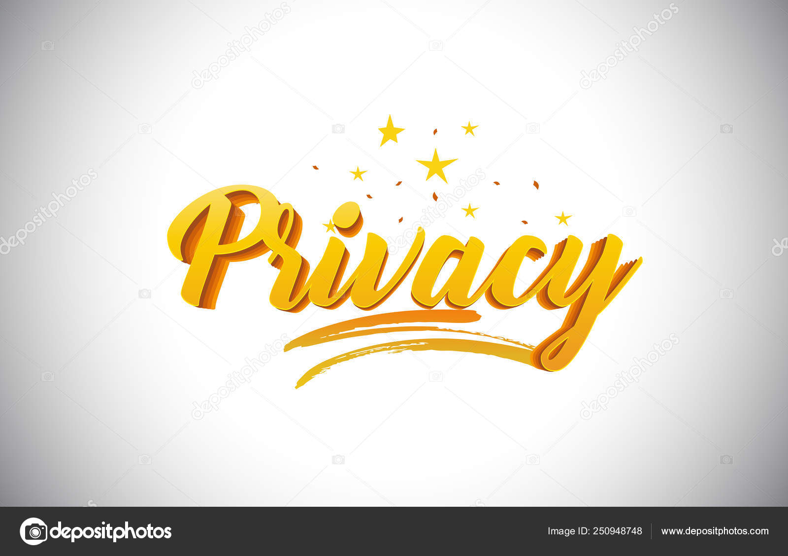 Privacy Golden Yellow Word Text with Handwritten Gold Vibrant Co Stock ...