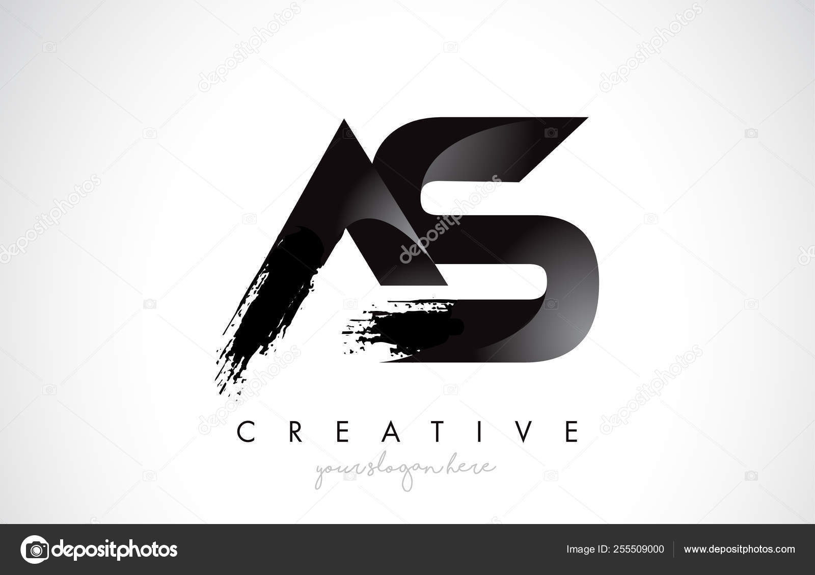 AS Letter Design with Brush Stroke and Modern 3D Look. Stock Vector by ...