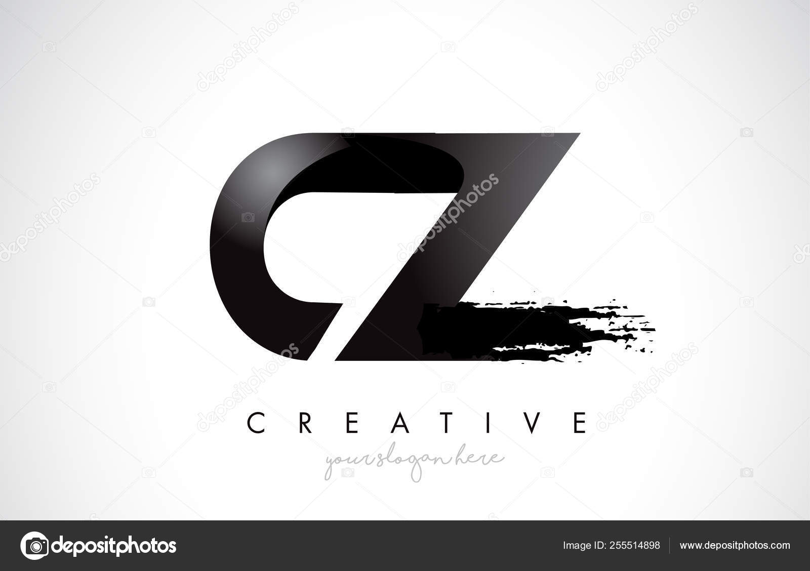 CZ Letter Design with Brush Stroke and Modern 3D Look. Stock Vector by ...