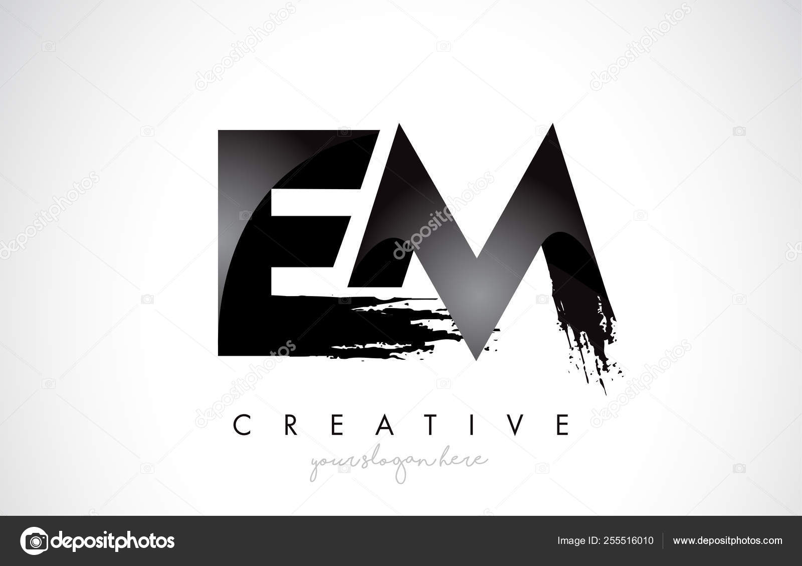 EM Letter Design with Brush Stroke and Modern 3D Look. Stock Vector ...