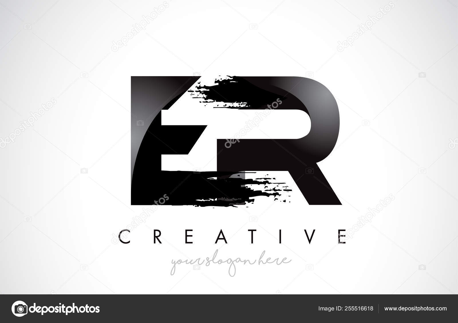 Diseño de letras ER con pincelada y aspecto 3D moderno . Vector de ...