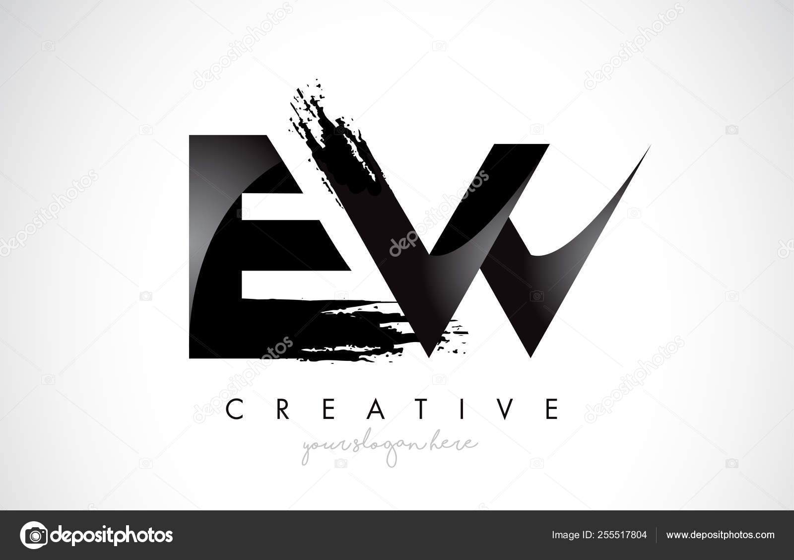 EW Letter Design with Brush Stroke and Modern 3D Look. Stock Vector ...