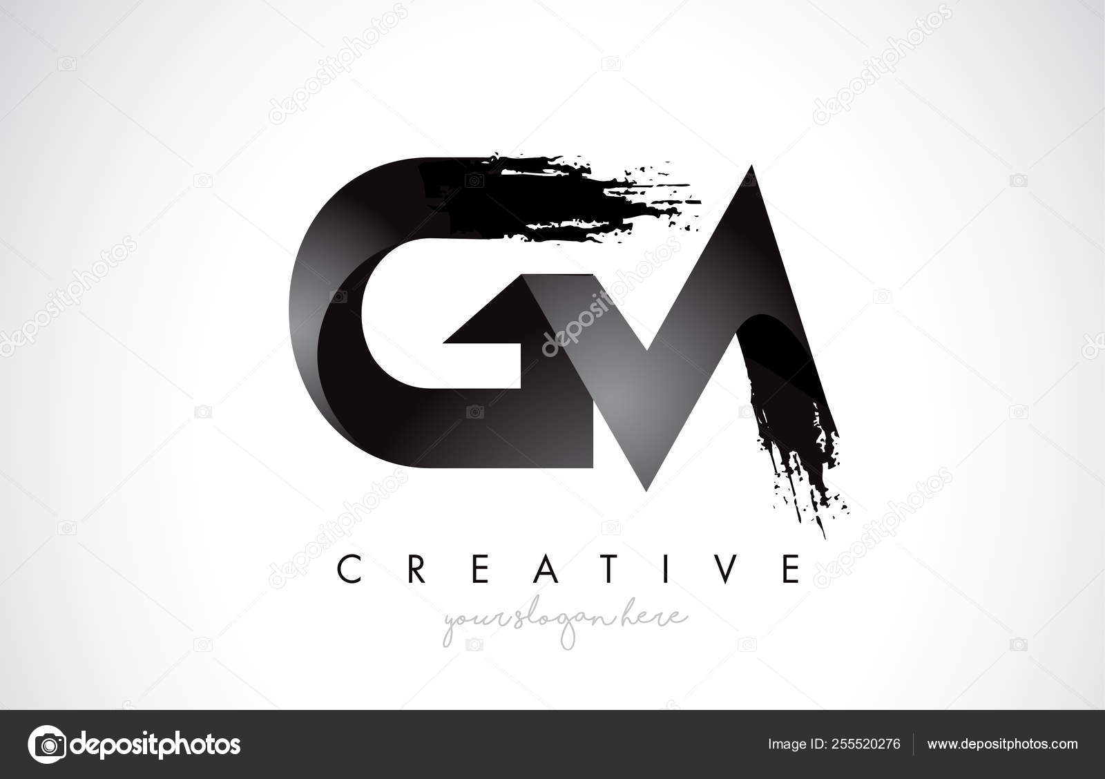 GM Letter Design with Brush Stroke and Modern 3D Look. Stock Vector by ...
