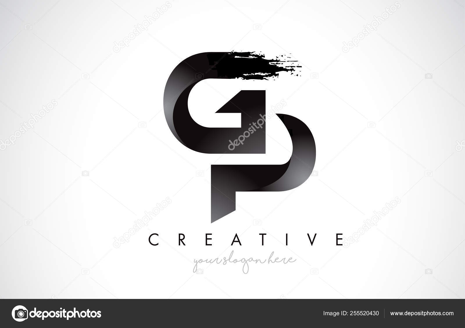 GP Letter Design with Brush Stroke and Modern 3D Look. Stock Vector by ...