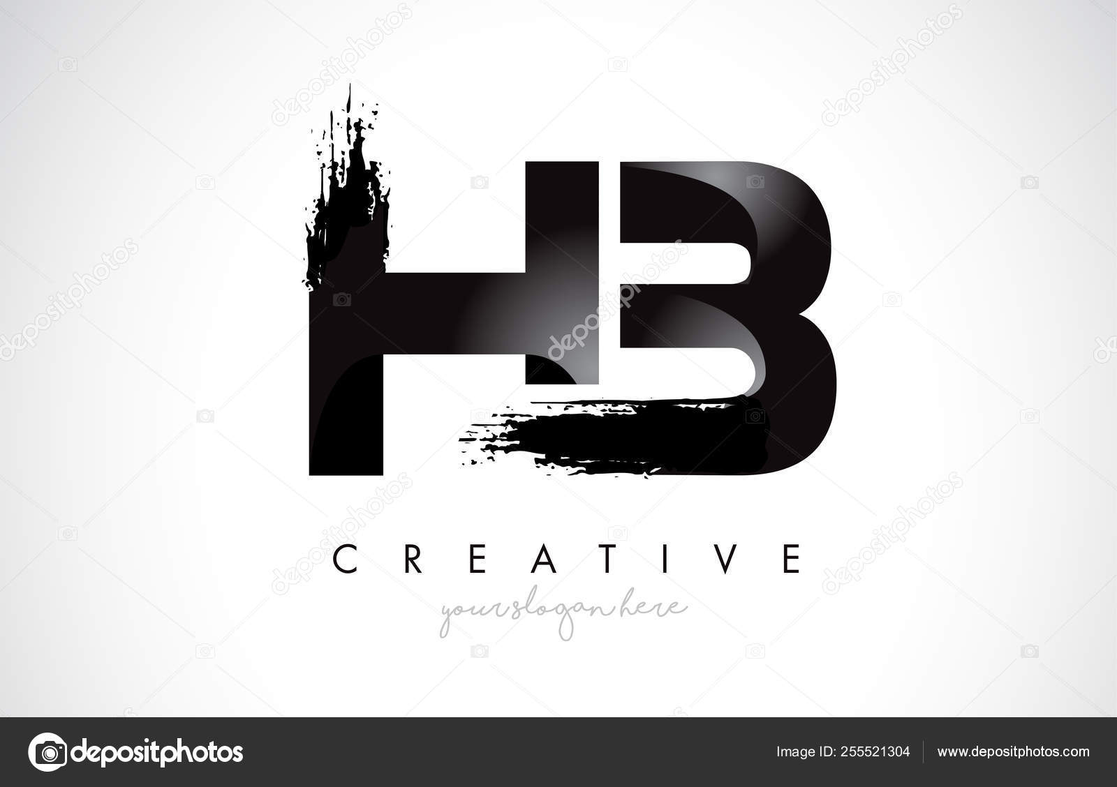 HB Brev Design med penselstrøg og moderne 3D Look . Stockvektor af ...