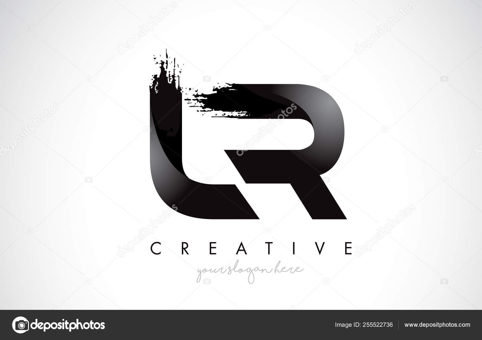 LR Letter Design with Brush Stroke and Modern 3D Look. Stock Vector ...