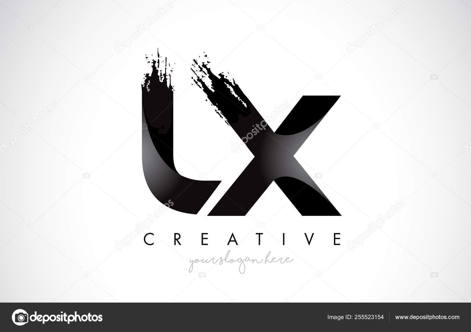 LX Letter Design with Brush Stroke and Modern 3D Look. Stock Vector by ...