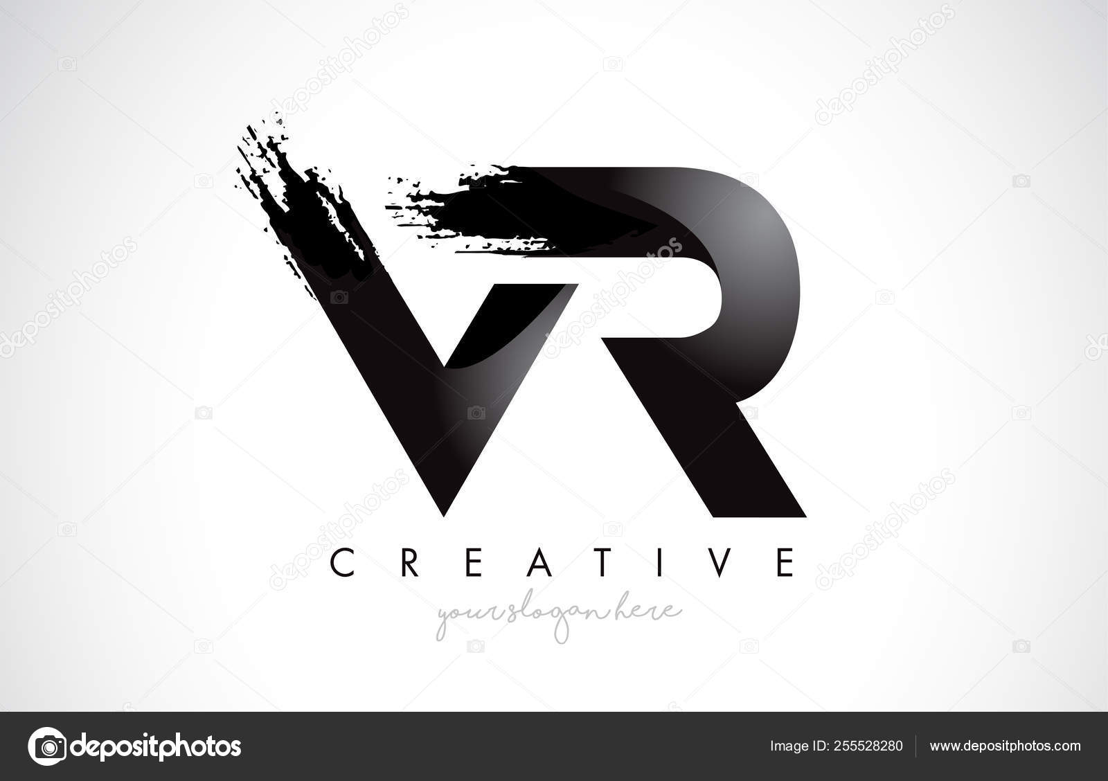 VR Letter Design with Brush Stroke and Modern 3D Look. Stock Vector by ...
