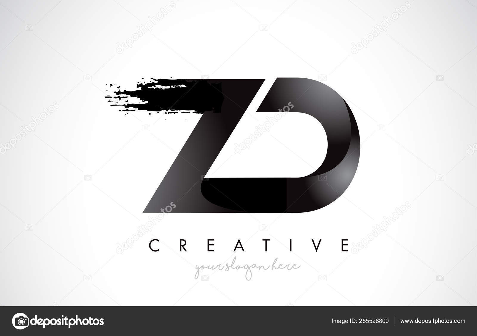 ZD Letter Design with Brush Stroke and Modern 3D Look. Stock Vector by ...