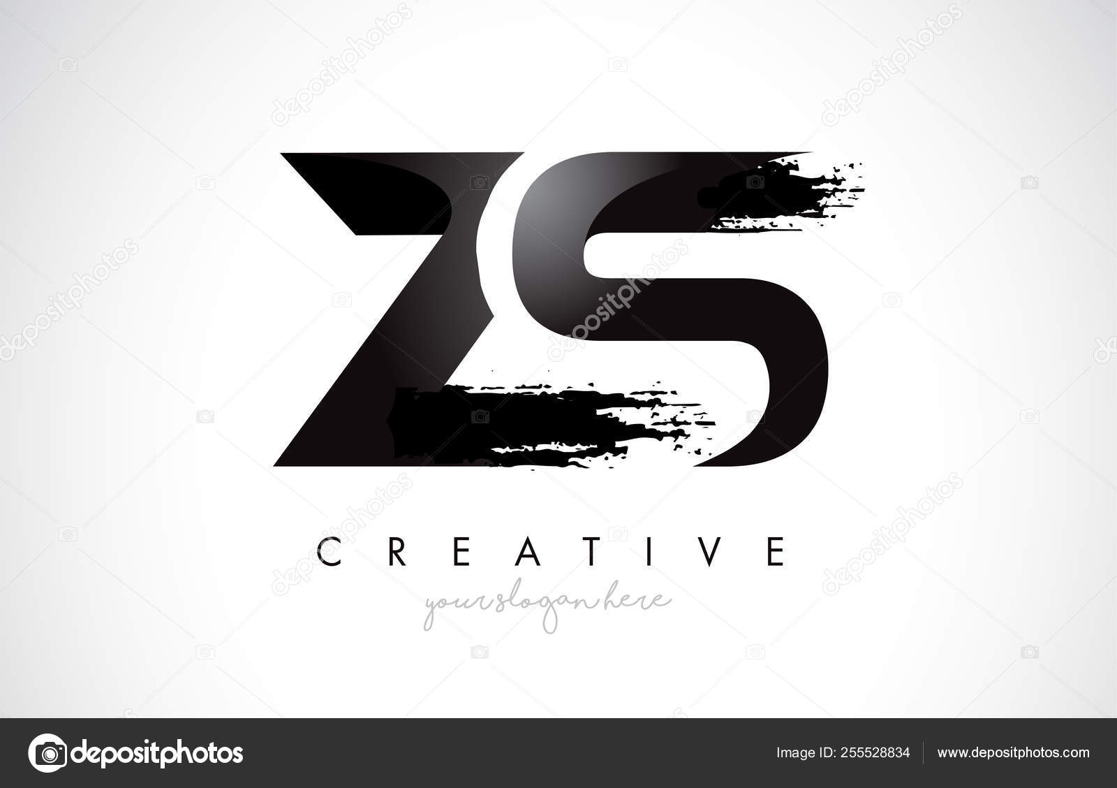 ZS Letter Design with Brush Stroke and Modern 3D Look. Stock Vector by ...