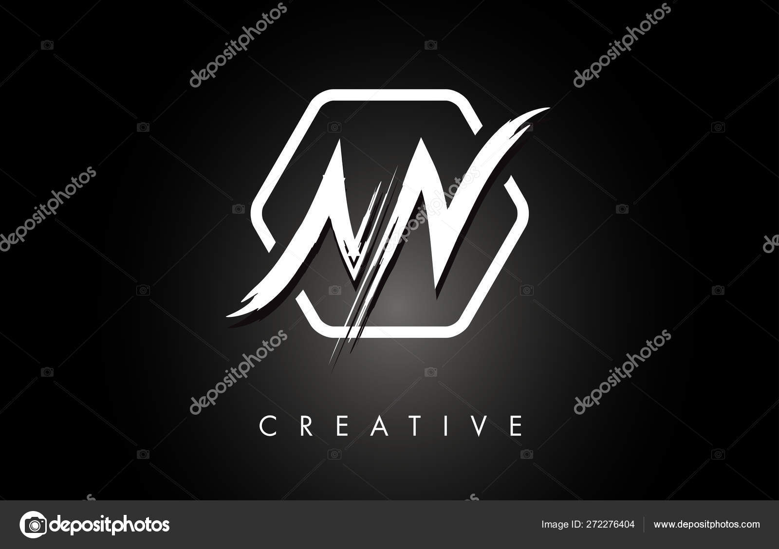 NN N N Brushed Letter Logo Design with Creative Brush Lettering Stock ...