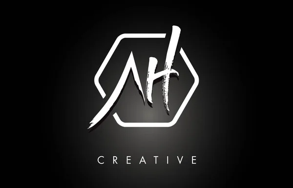 MH M H Brushed Letter Logo Design with Creative Brush Lettering ⬇ ...