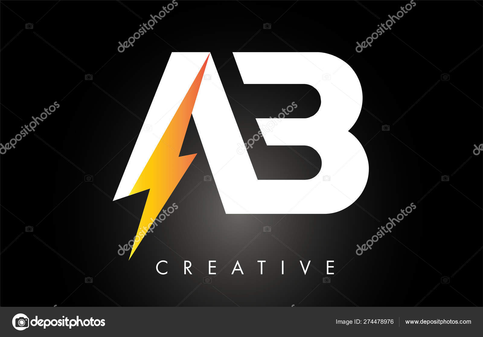 AB Letter Logo Design With Lighting Thunder Bolt. Electric Bolt Stock ...