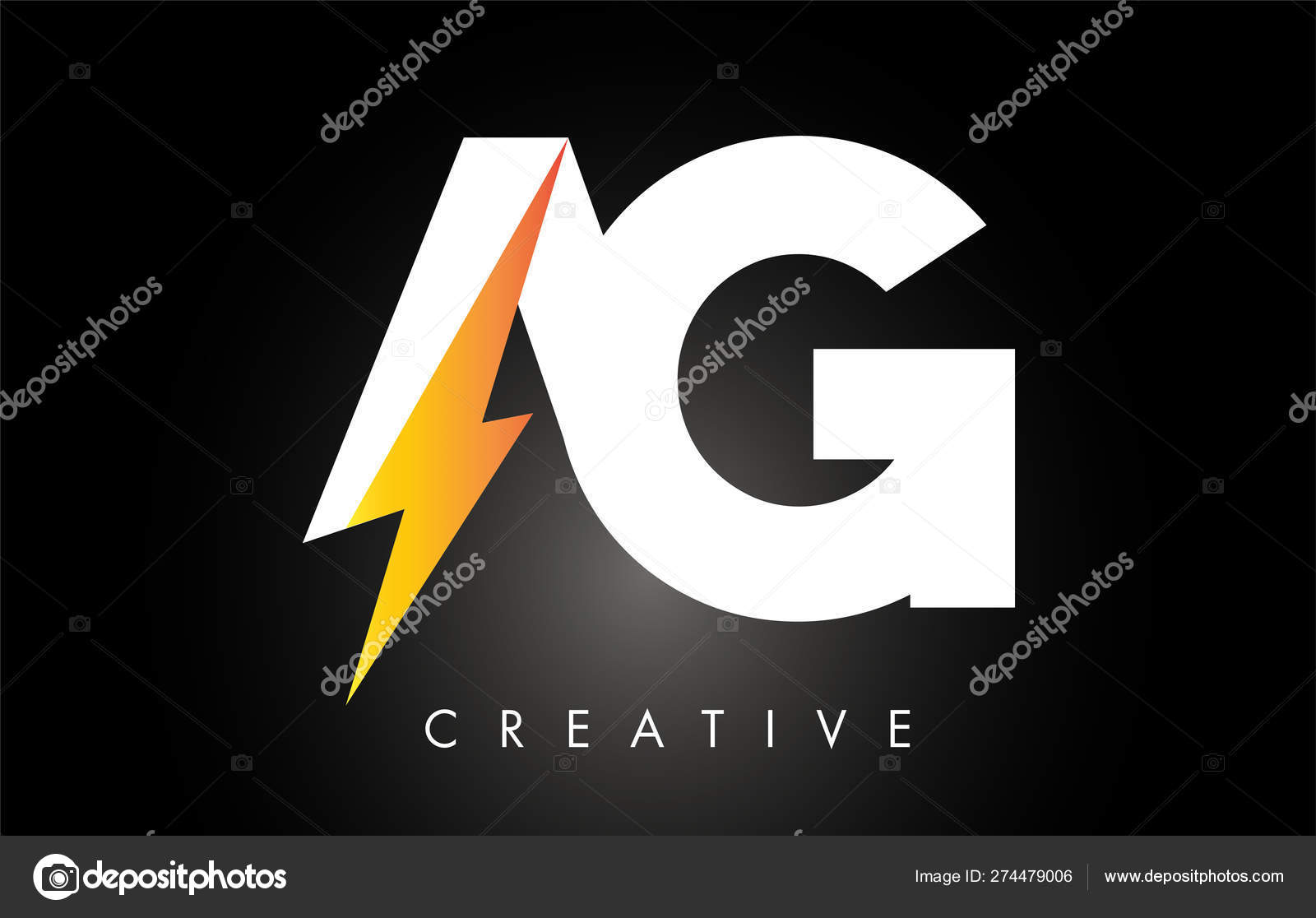 AG Letter Logo Design With Lighting Thunder Bolt. Electric Bolt Stock ...