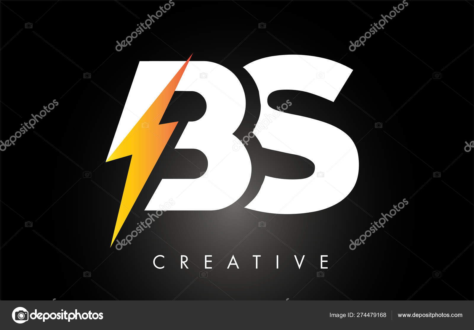 BS Letter Logo Design With Lighting Thunder Bolt. Electric Bolt Stock ...