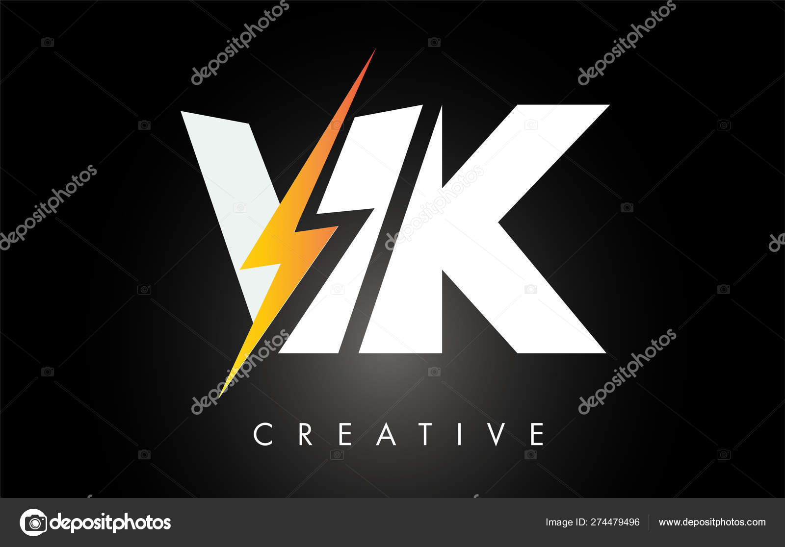 VK Letter Logo Design With Lighting Thunder Bolt. Electric Bolt Stock ...