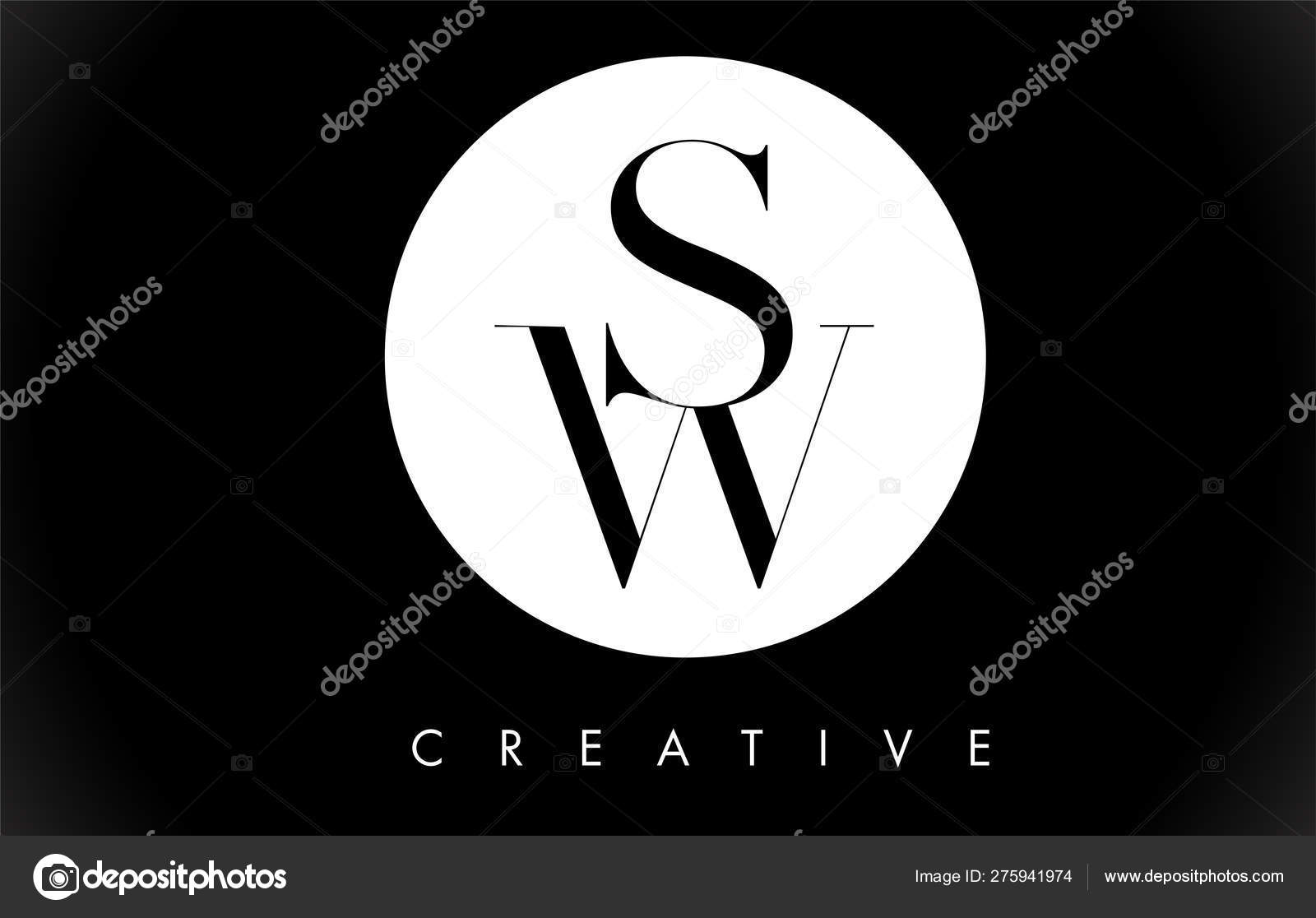 SW Letter Design Logo with Black and White Colors Vector. Stock Vector ...